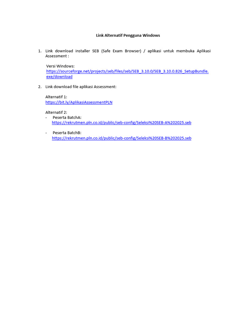 Link Alternatif Untuk Download Installer SEB - Windows | PDF