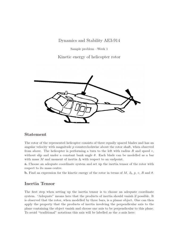 Helicopter Rotor Kinetic Energy Analysis | PDF | Cartesian Coordinate ...