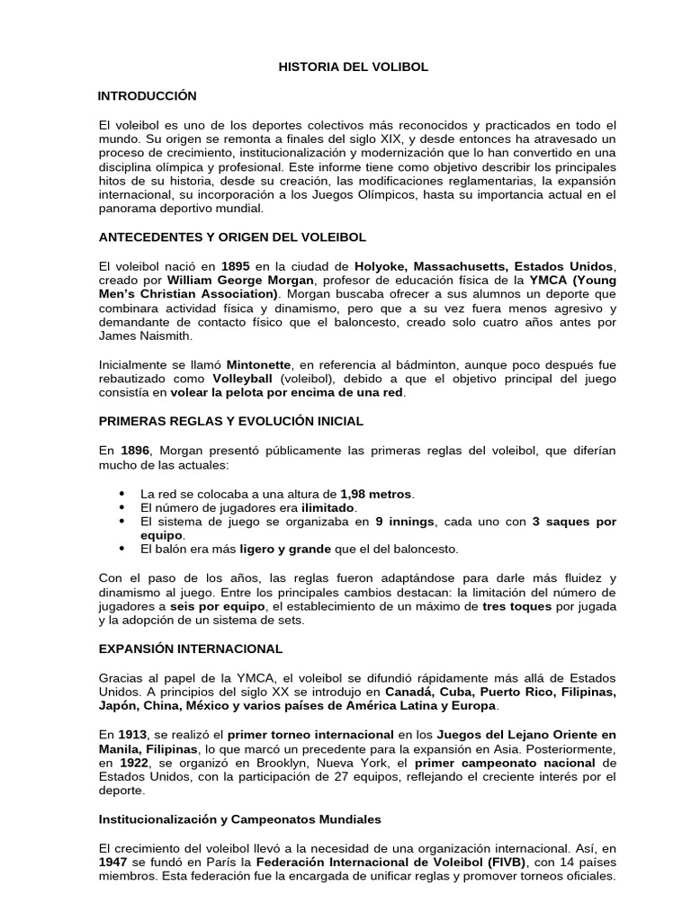 Historia Del Volibol-3er Trim. | PDF | Vóleibol | Deportes