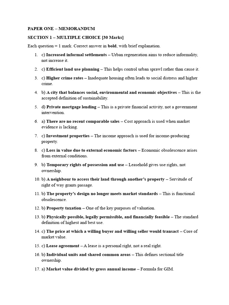 Pvm02b2 - Mock Test - Memo - Final Exam - 2025 | PDF | Real Estate ...