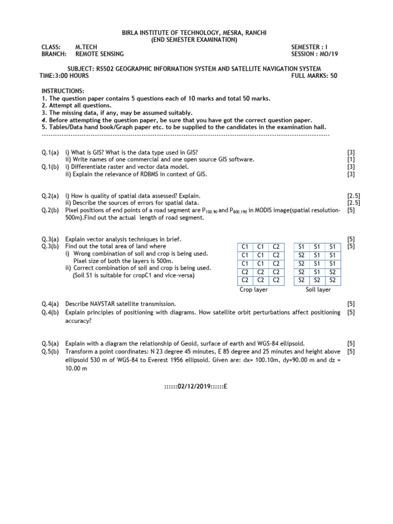 Rs502 Geographic Information System and Satellite Navigation System (End - Mo19) | PDF ...
