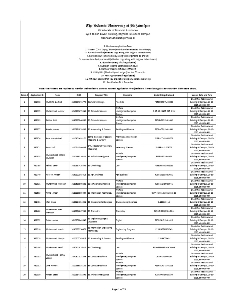 Honhaar - Applicants Phase III | PDF | Science