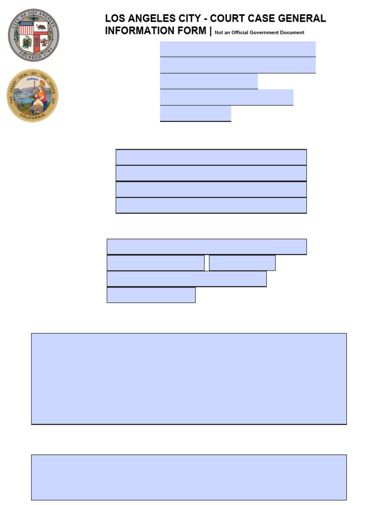Los Angeles Court Case Info Template | PDF