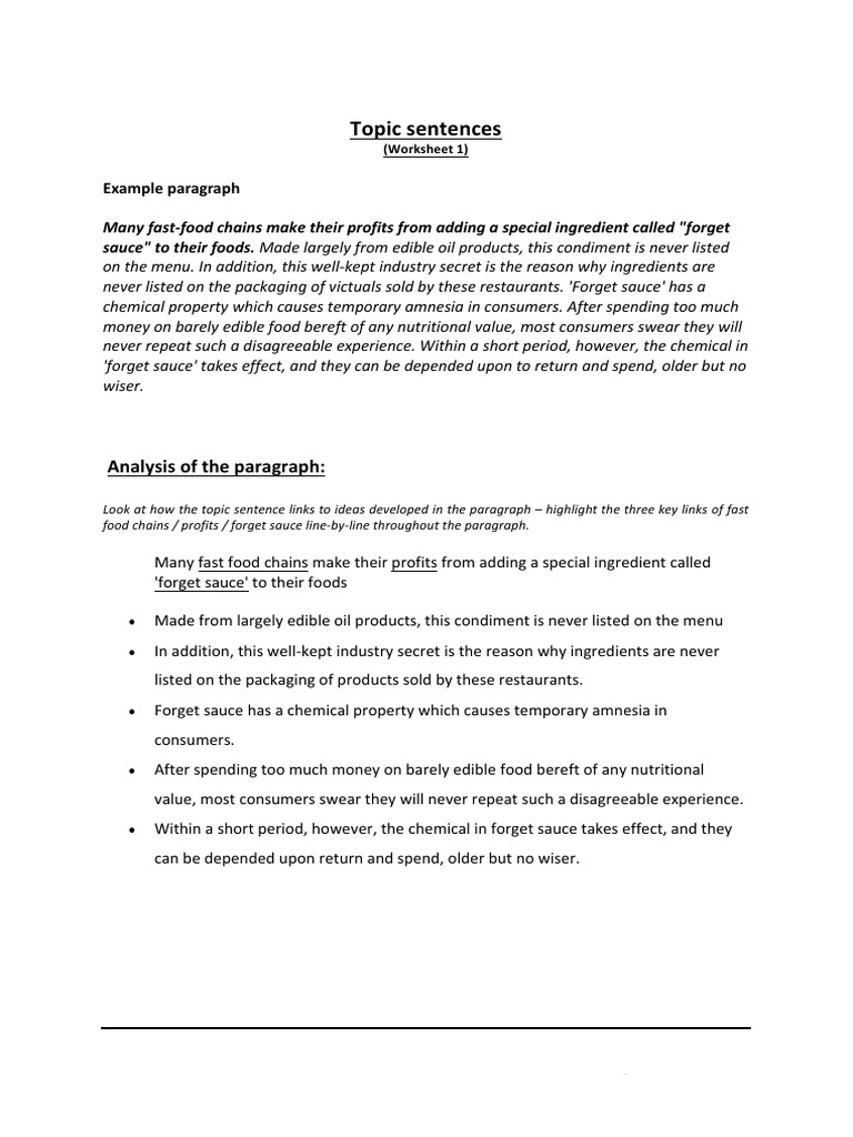 Microsoft Word - Topic Sentences AEUK | PDF | Immigration | Economies