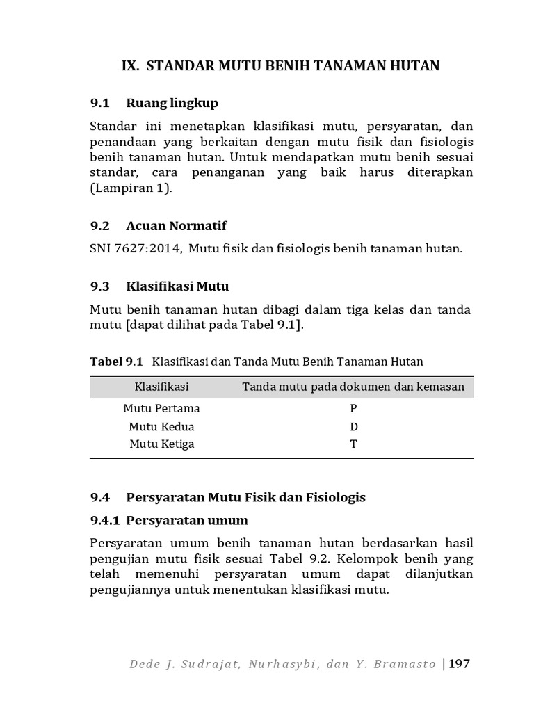 Standar Mutu Benih Acacia Hutan | PDF