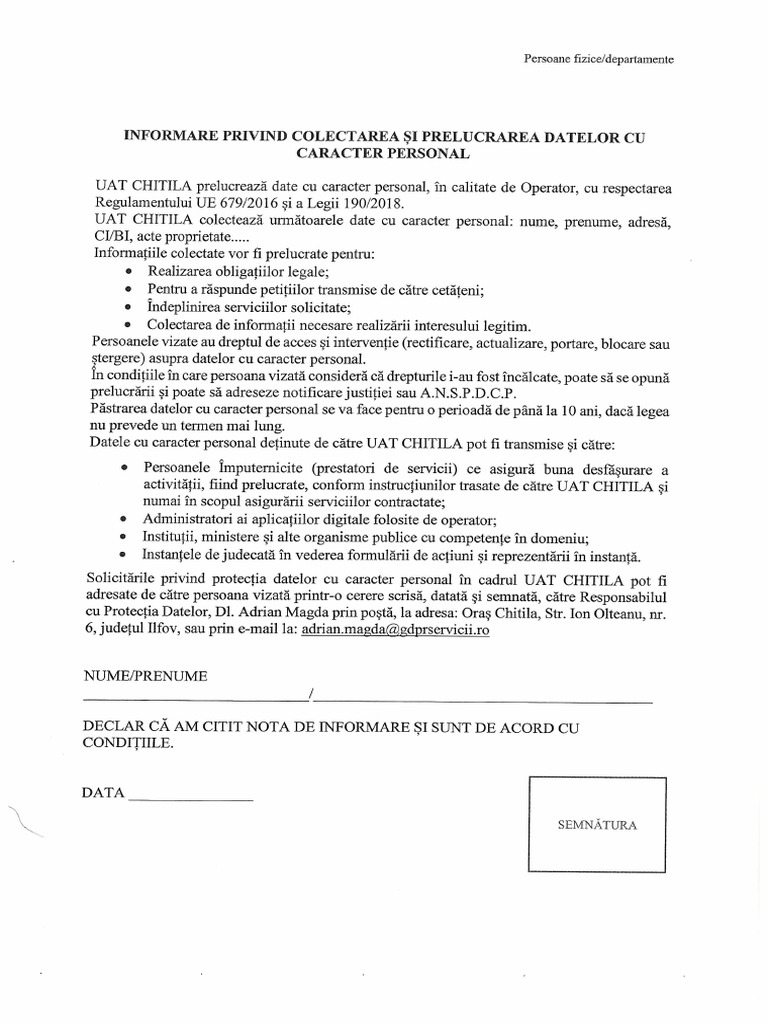 GDPR Formular Actualizat | PDF