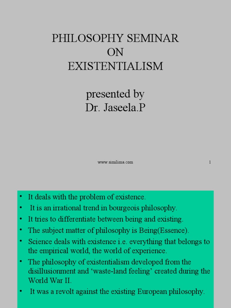 Philosophy Seminar On Existentialism | PDF | Existentialism | Friedrich ...