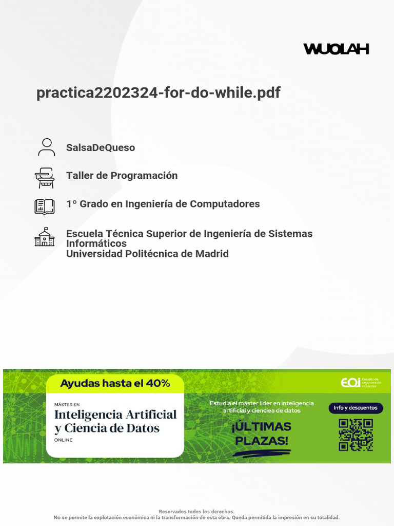 Practica2202324 For Do While | PDF | C (lenguaje de programación) | Desarrollo de software