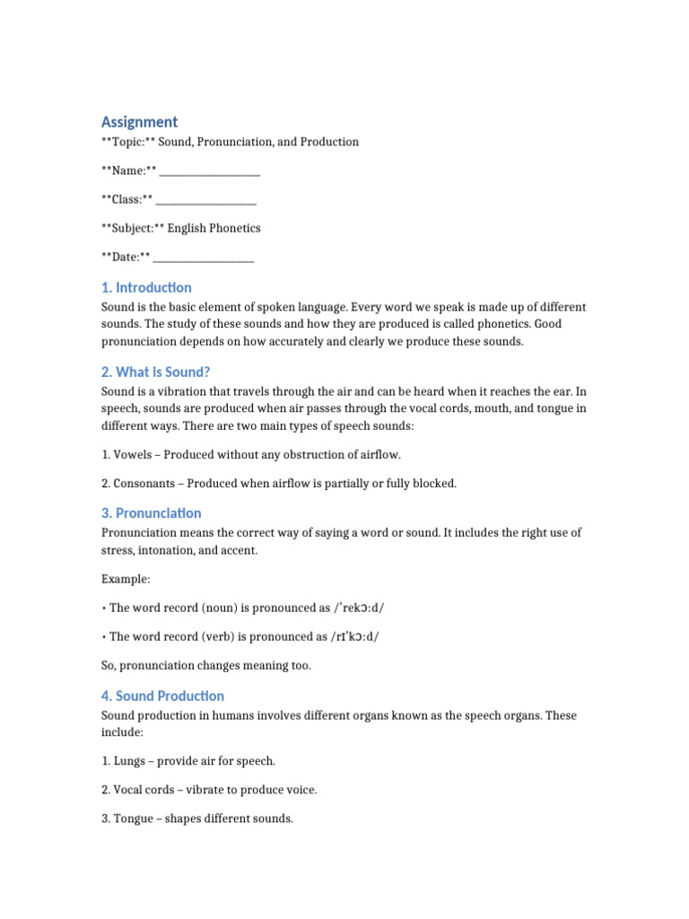 Sound Production and Pronunciation Guide | PDF | Phonetics | Speech