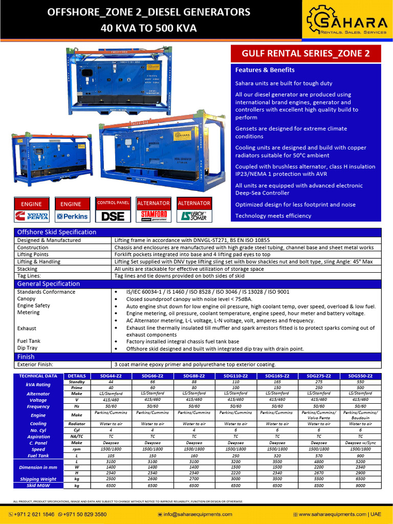 Offshore Diesel Generators 40-500 KVA | PDF | Mechanical Engineering ...