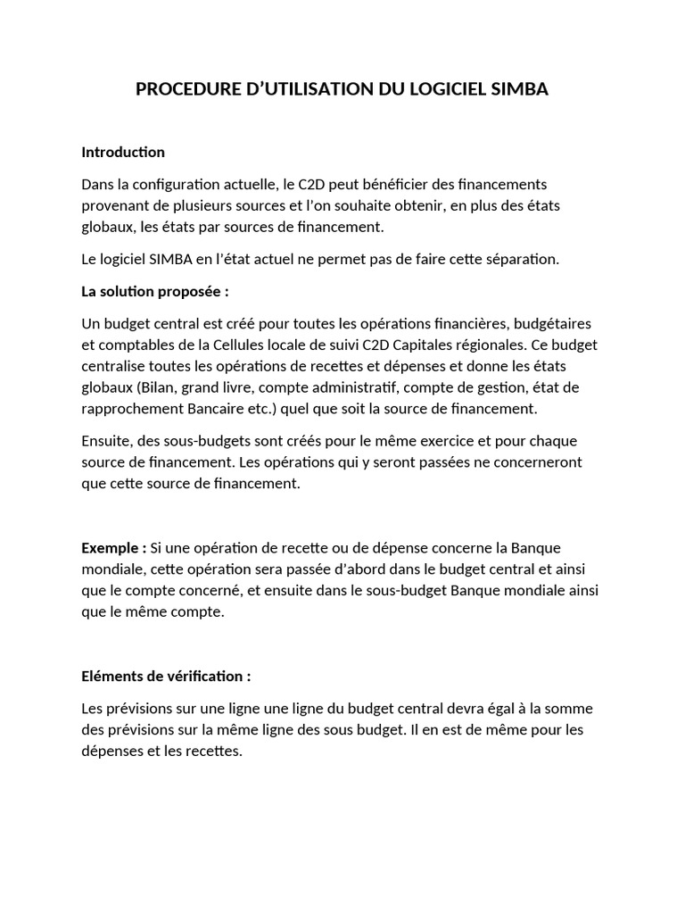 Procedure Utilisation Nouvelle Configuration Comptabilité C2D | PDF