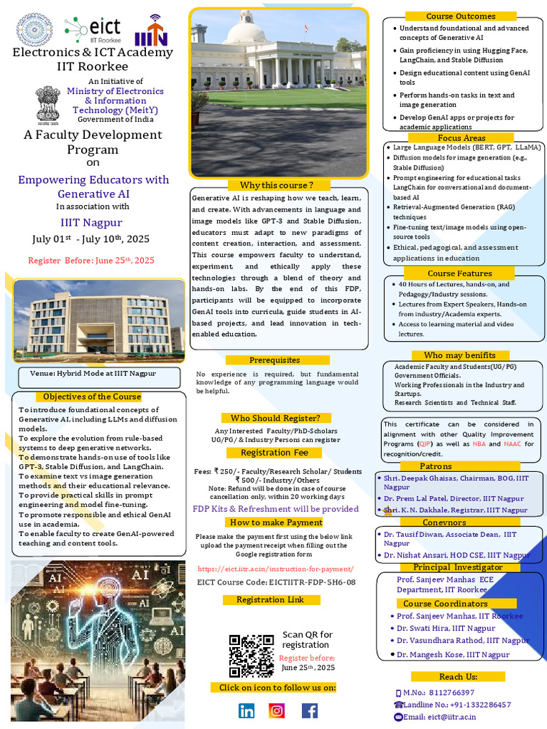 Eictiitr FDP Gen Ai Brochure | PDF | Artificial Intelligence | Intelligence (AI) & Semantics