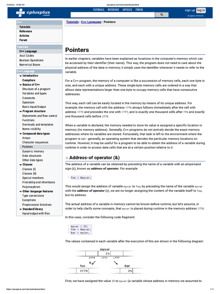 Tutorial Pointers | PDF | Pointer (Computer Programming) | Variable (Computer Science)