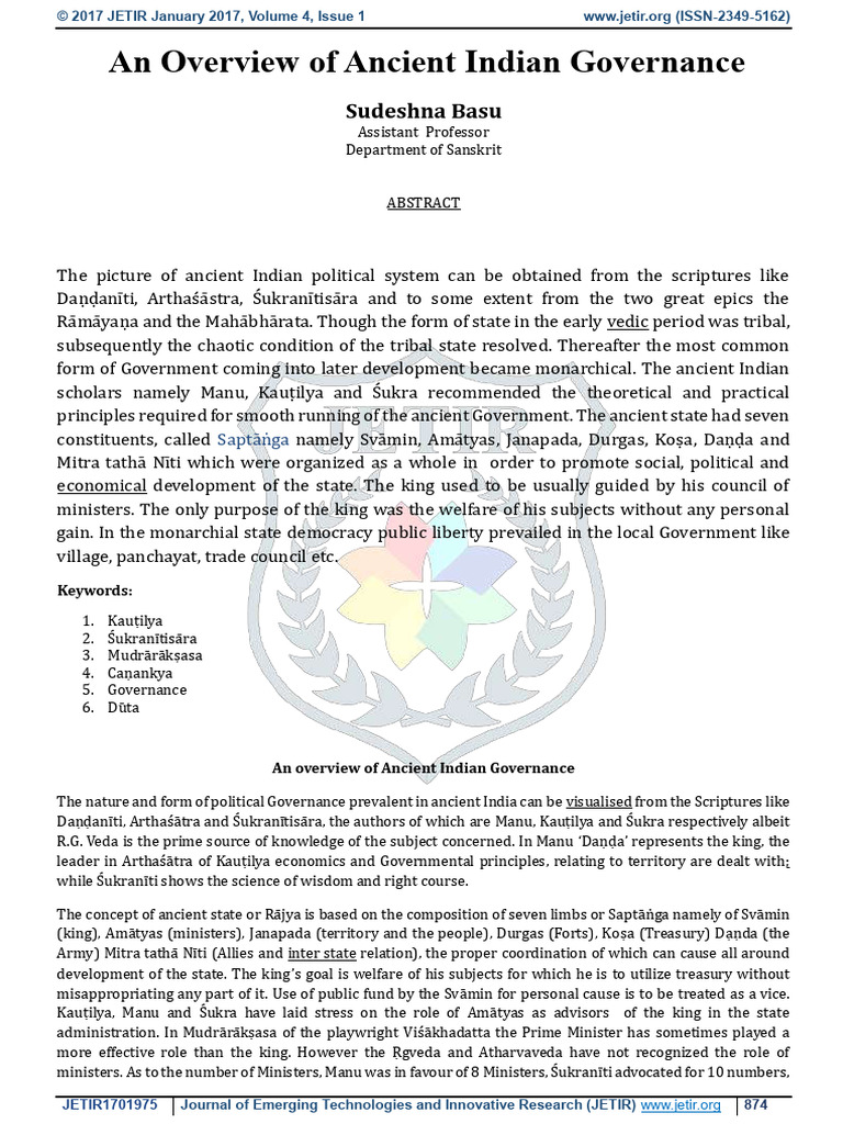 Ancient Indian Governance Overview | PDF