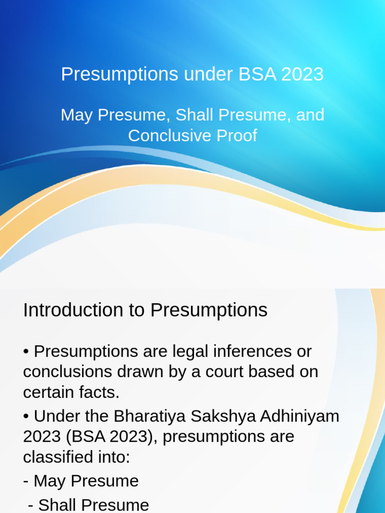Presumptions BSA 2023 Presentation | PDF | Computer Network | Evidence ...