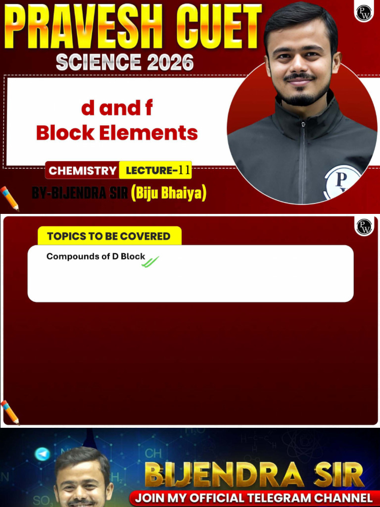 D and F-Block Elements 11 Class Notes | PDF