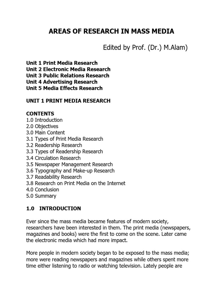 BMM Sem V Print Media Research | PDF | Mass Media | Newspapers