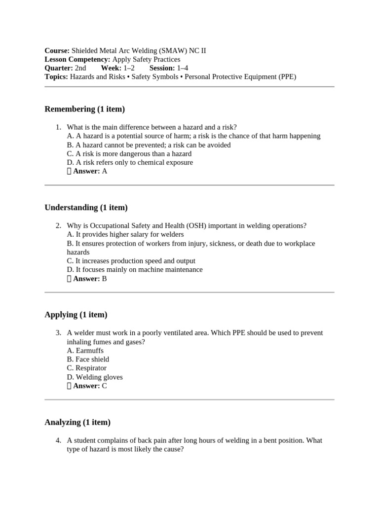 2nd Grading SMAW NCII-12 Exam Template | PDF | Welding | Construction