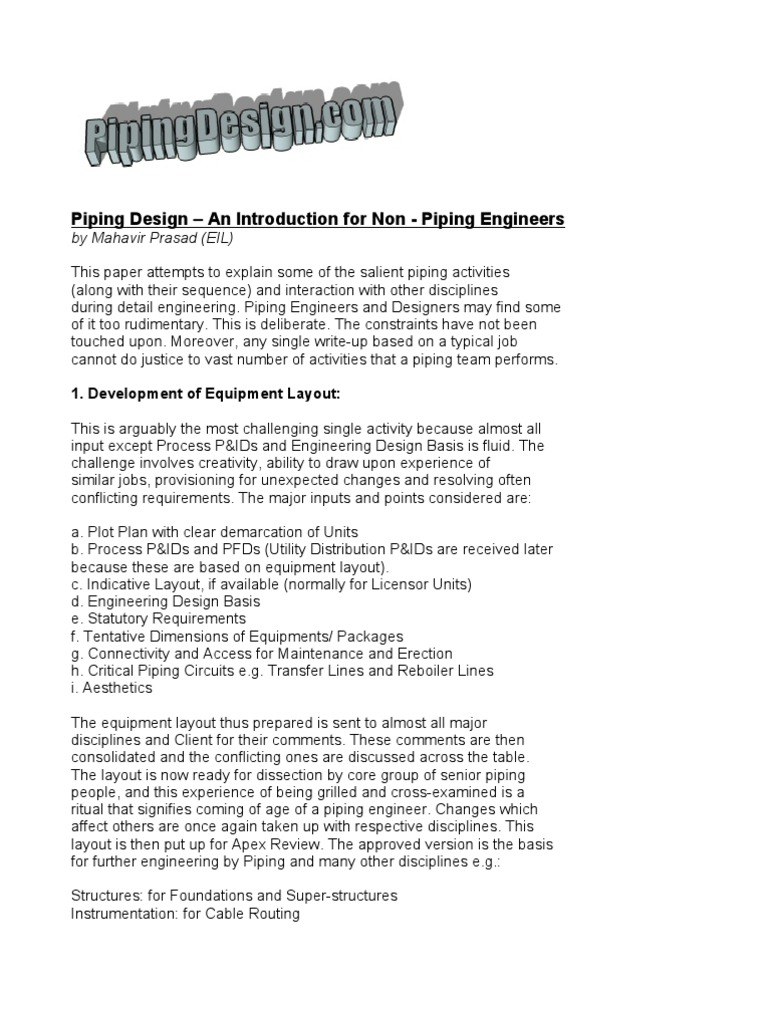 Piping Design Essentials for Engineers | PDF