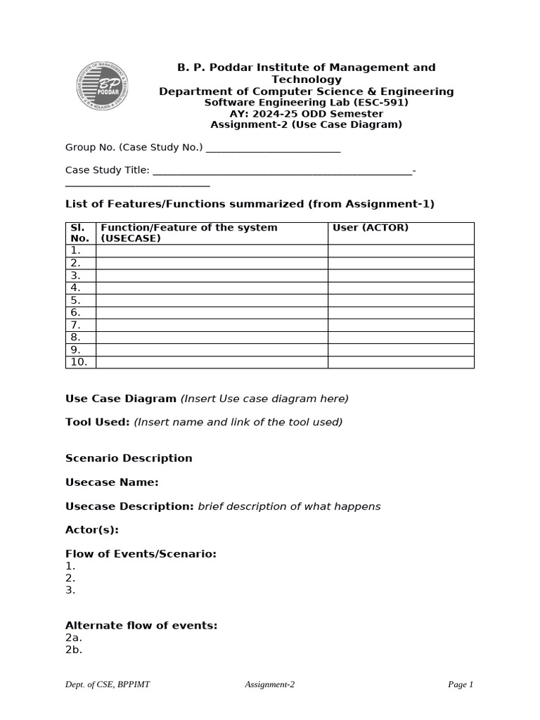Assignment2 UML UseCaseDiagram Scenario | PDF