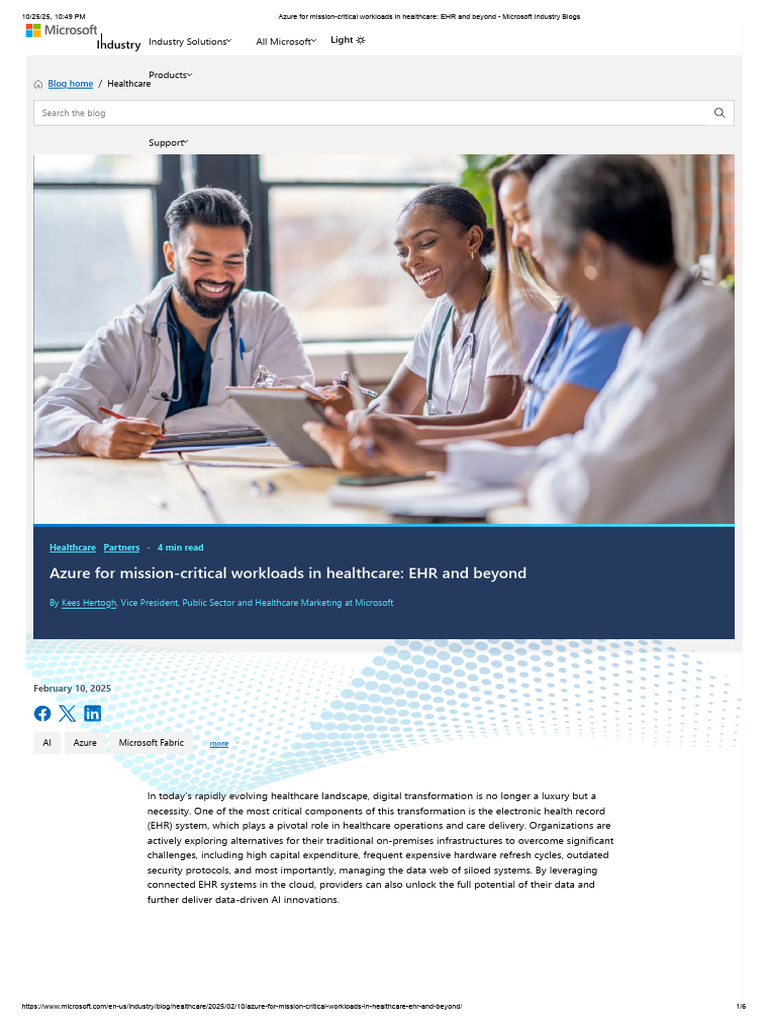 Azure For Mission-Critical Workloads in Healthcare - EHR and Beyond ...