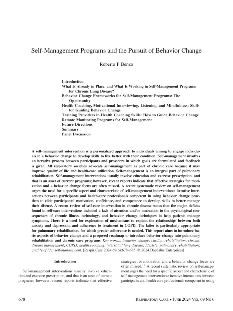 Behavior Change in Lung Disease Management | PDF | Motivational ...
