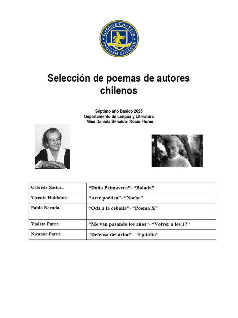 Selección de Poemas Autores Chilenos | PDF