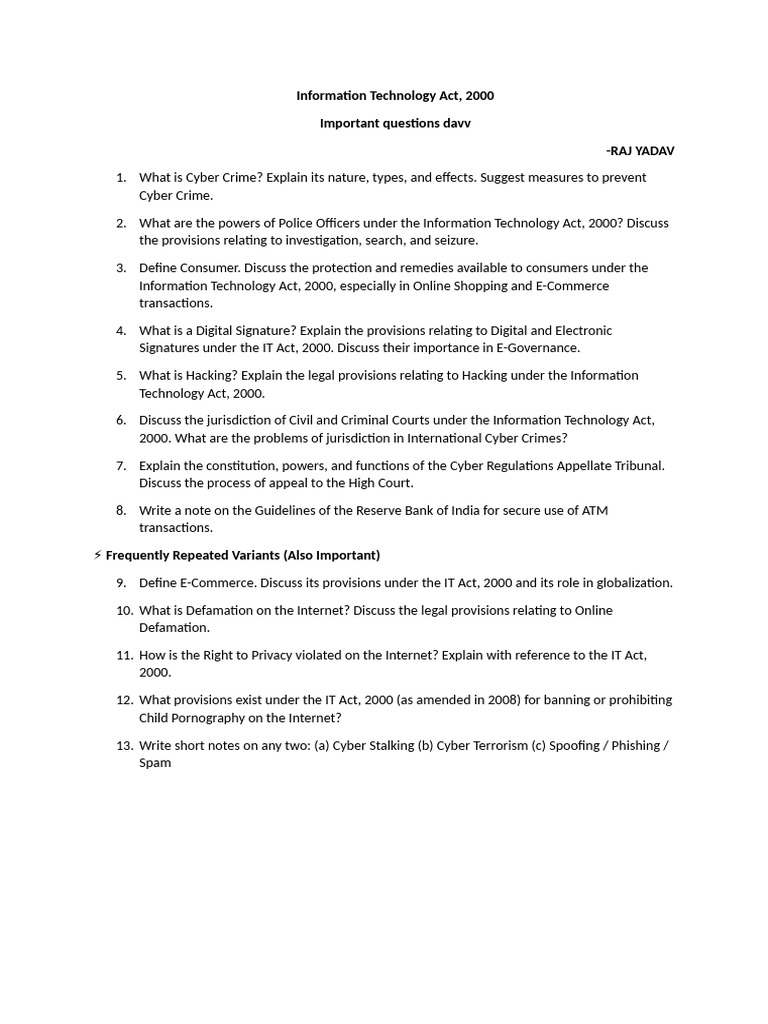 Overview of the IT Act 2000 and Cyber Crime | PDF | Cybercrime ...