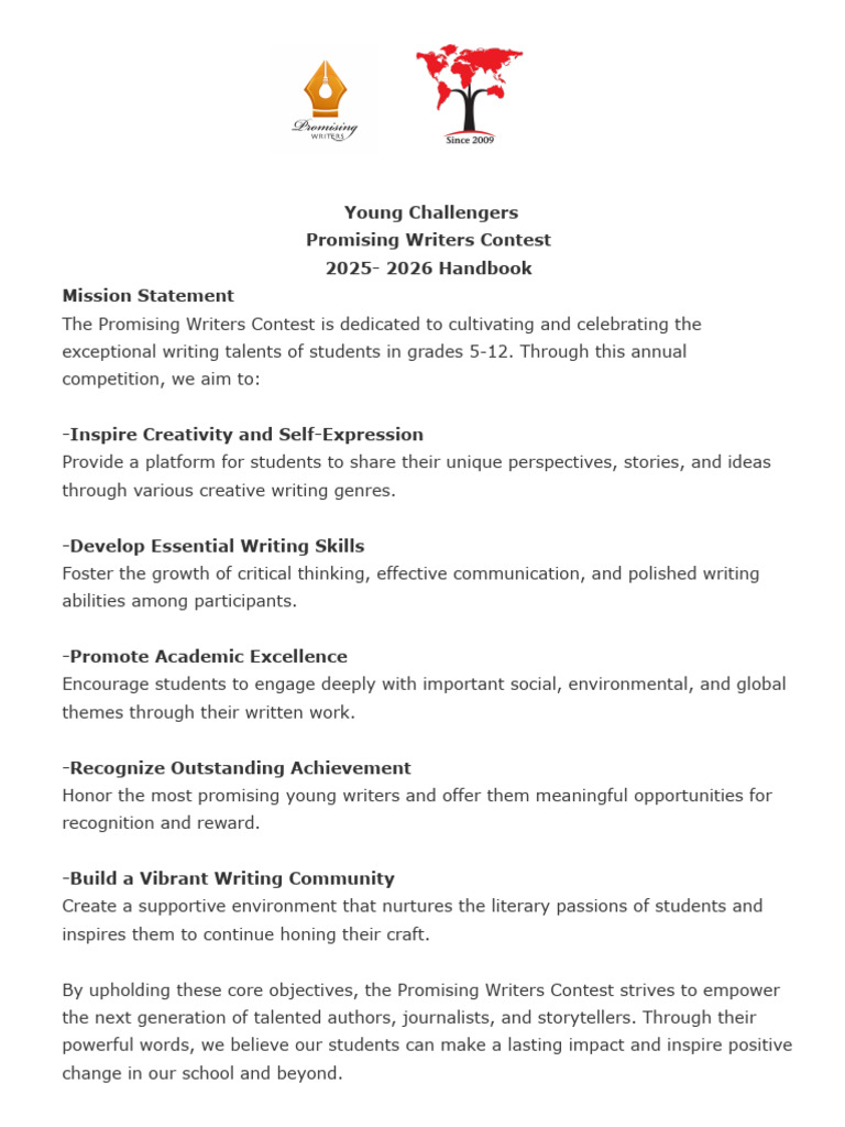 Promising Writers Contest Handbook 2025 | PDF | Essays | Poetry