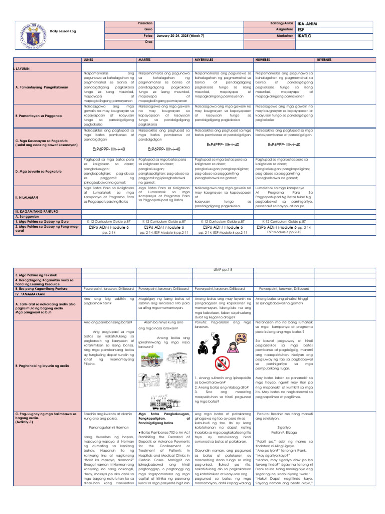 DLL - Esp 6 - Q3 - W7 | PDF