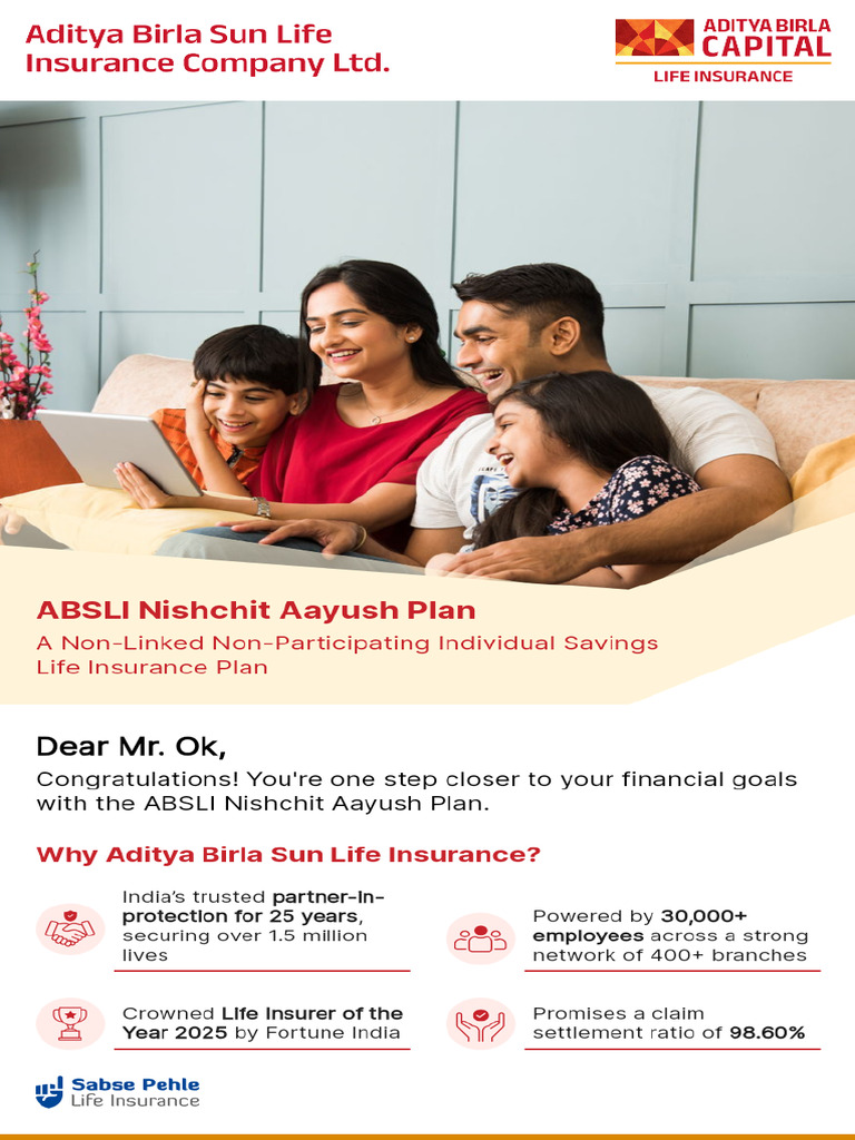 Ok ABSLI Nishchit Aayush Plan | PDF
