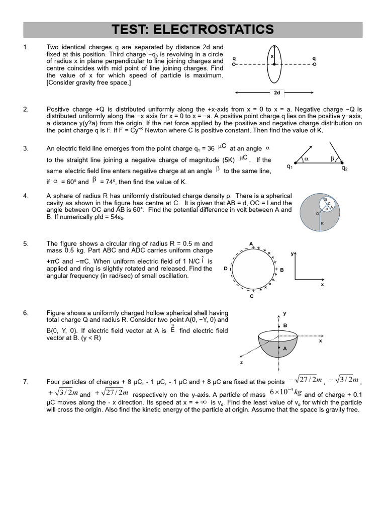 Electrostatics Problems and Solutions | PDF | Theoretical Physics ...