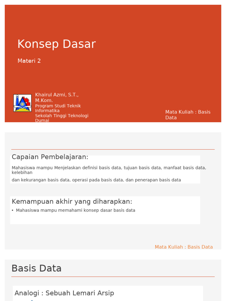 Konsep Dasar Basis Data dan Operasinya | PDF