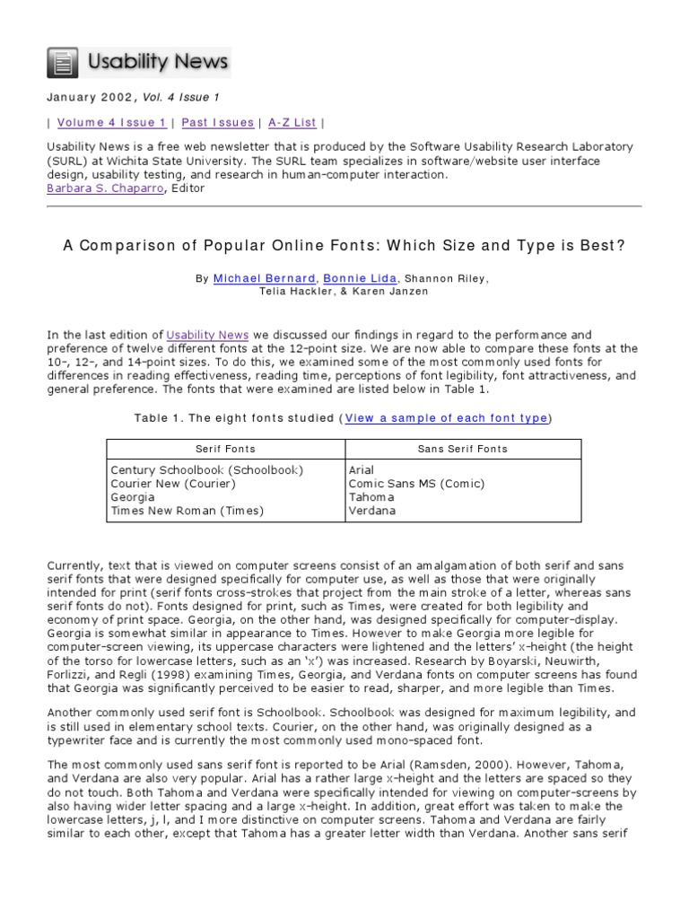 A Comparison of Popular Online Fonts - Which Size and Type Is Best ...