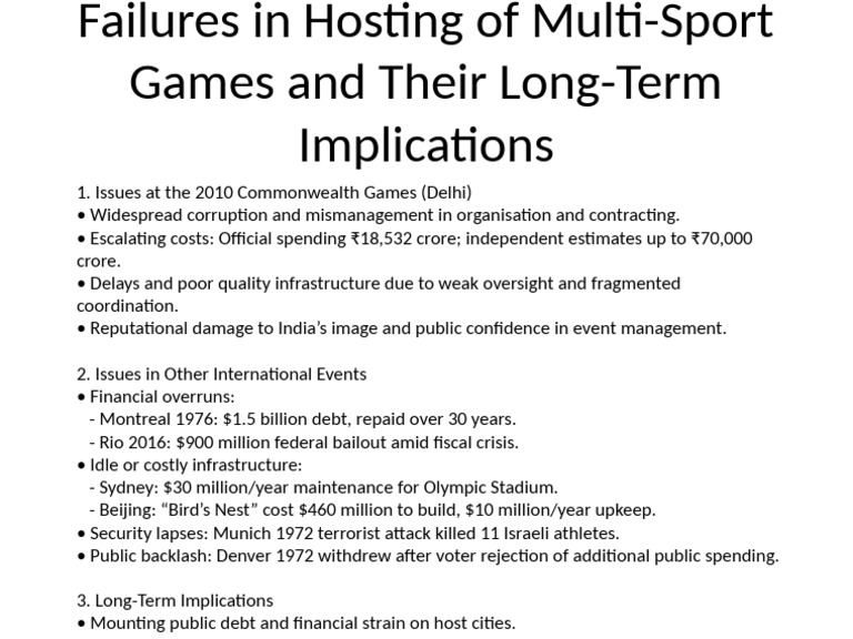 Failures in Hosting of Multi-Sport Games | PDF