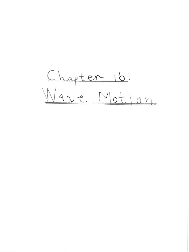 Chapter 16 (Wave Motion) | PDF