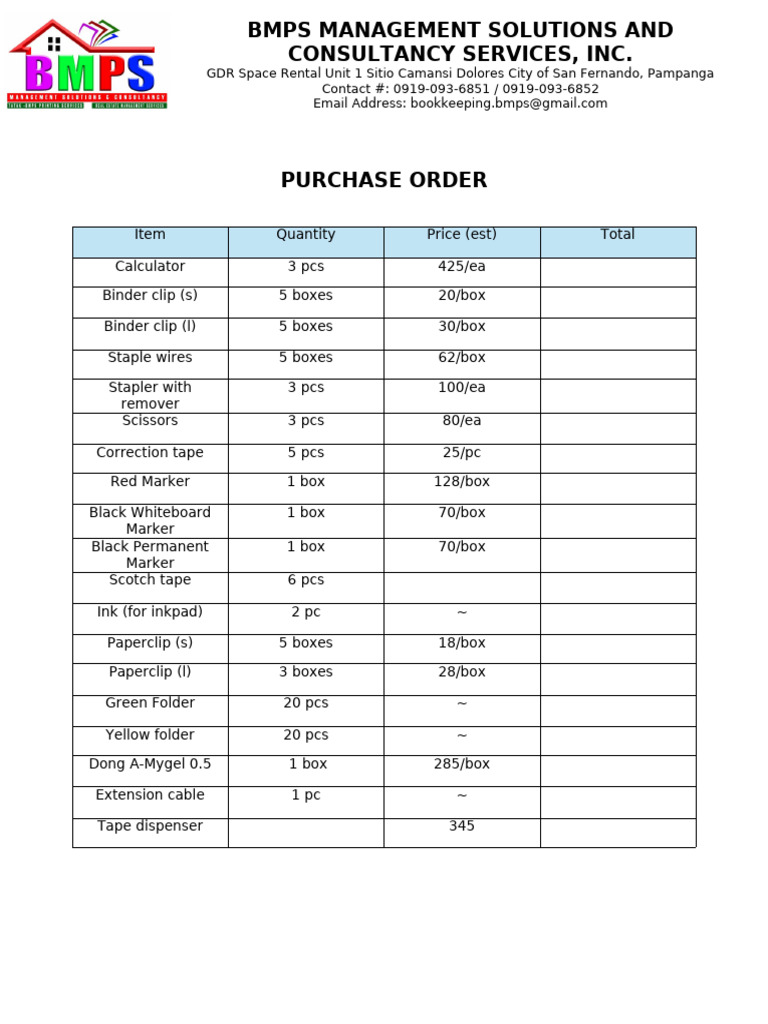 PO Office Supplies | PDF