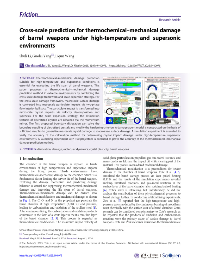 Cross-Scale Damage Prediction in Barrel Weapons | PDF | Gun Barrel | Gases