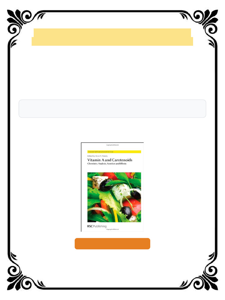 Vitamin A and Carotenoids Chemistry Analysis Function and Effects 1st ...
