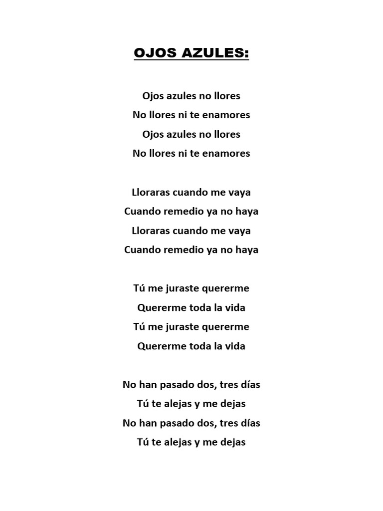 Letra de "Ojos Azules" | PDF