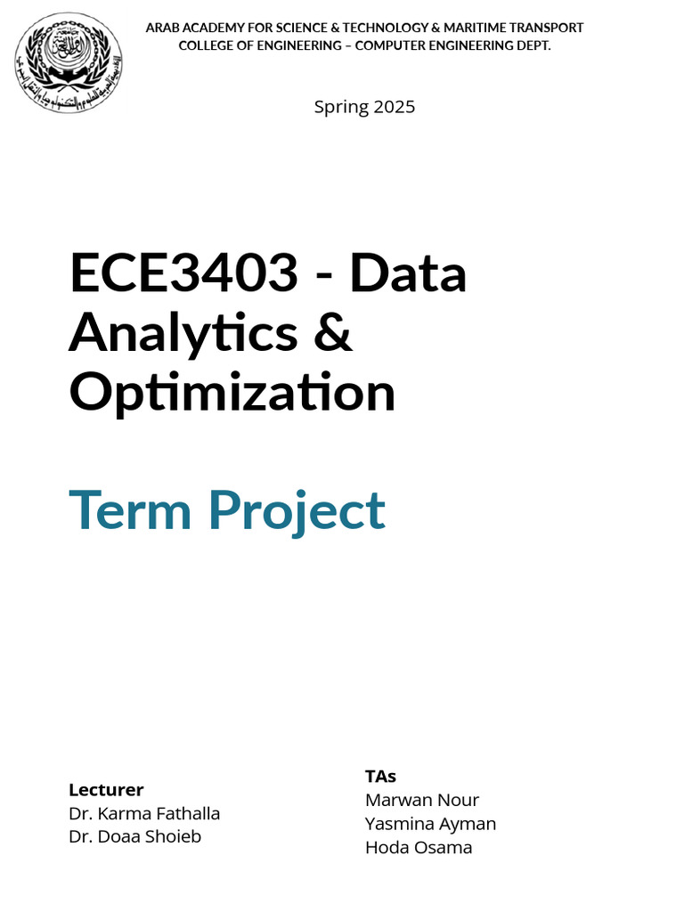 ECE3403 Data Analytics Project Guide | PDF | Machine Learning | Applied ...