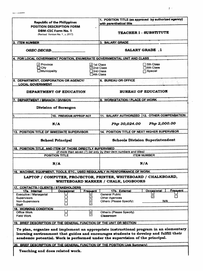 Position Description Form | PDF