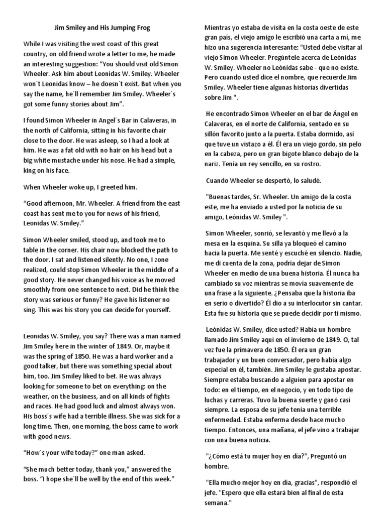 Jim Smiley and His Jumping Frog | PDF | Naturaleza