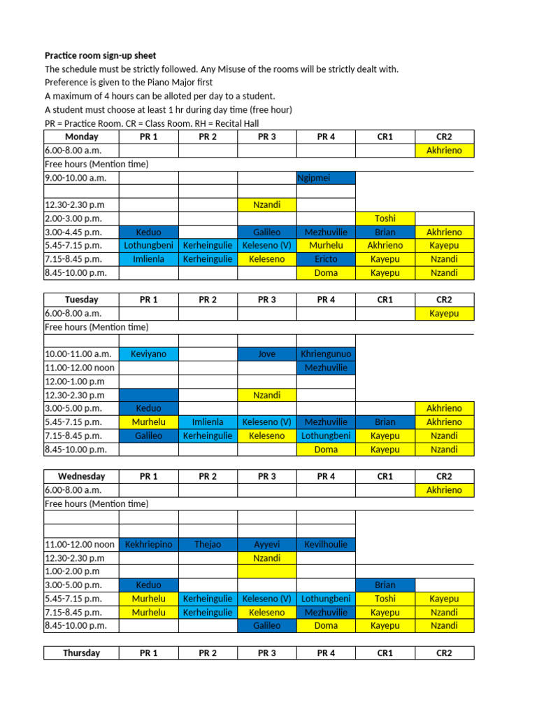 Practice Schedule - From Oct 2025-1 | PDF
