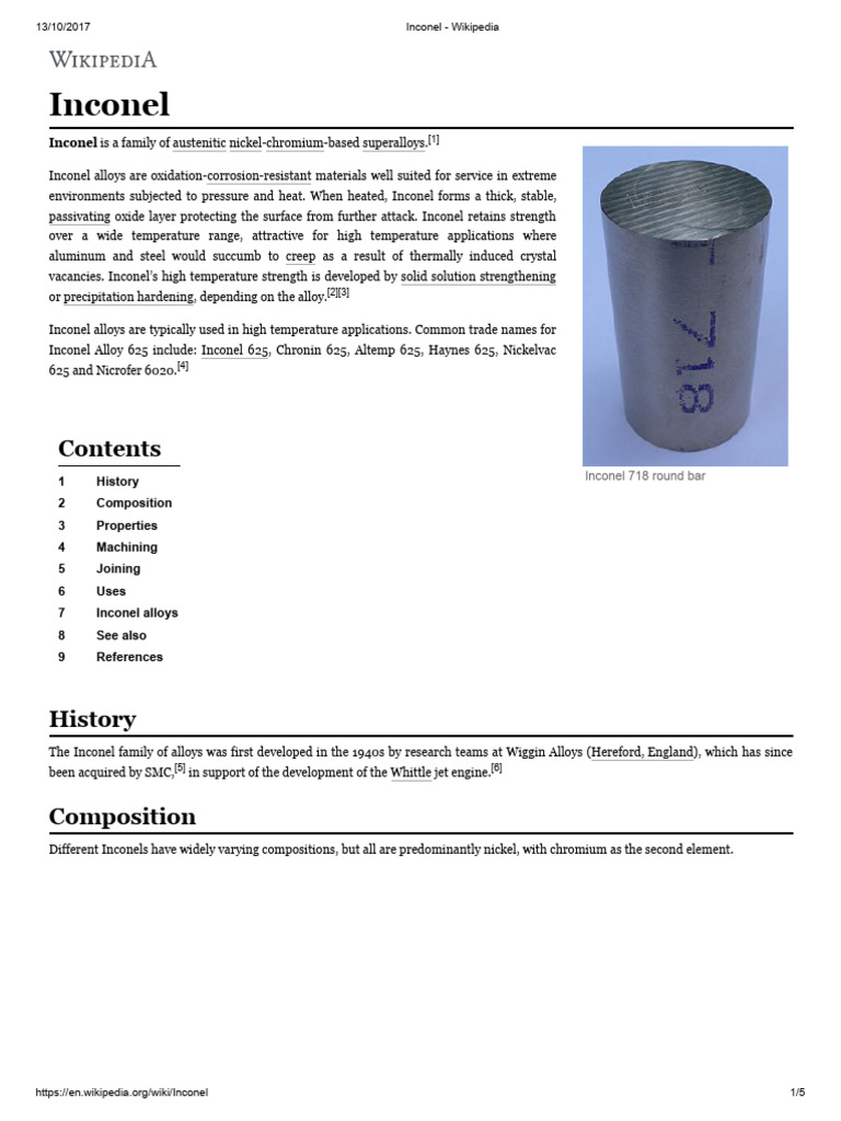 Inconel - Details | PDF | Physical Sciences | Metals