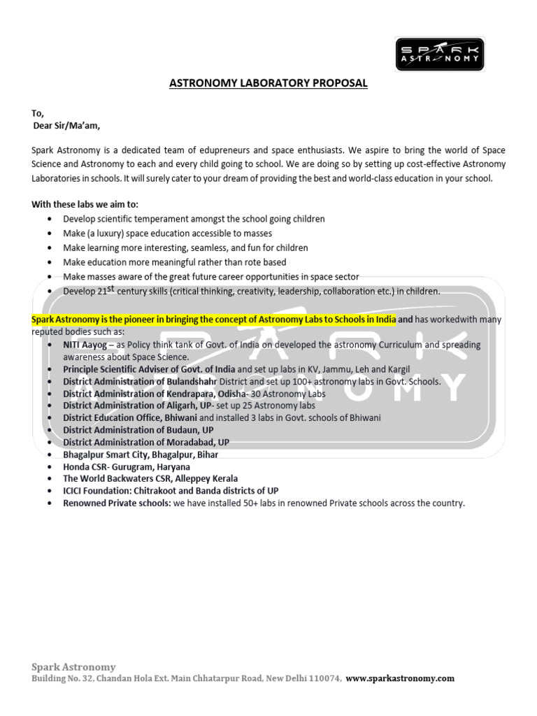 Astronomy Lab Proposal (2025-2026) - Premium Lab With Full Time ...