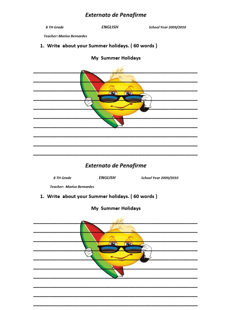 8th Grade Summer Writing Task | PDF