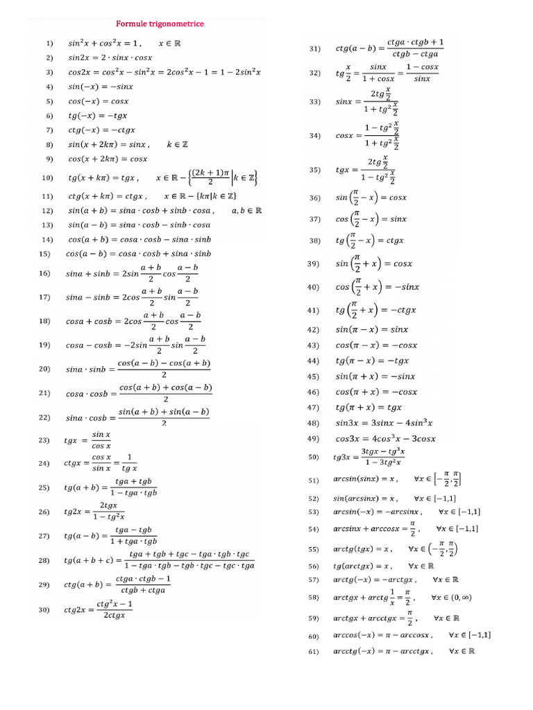 Formule Trigonometrie | PDF