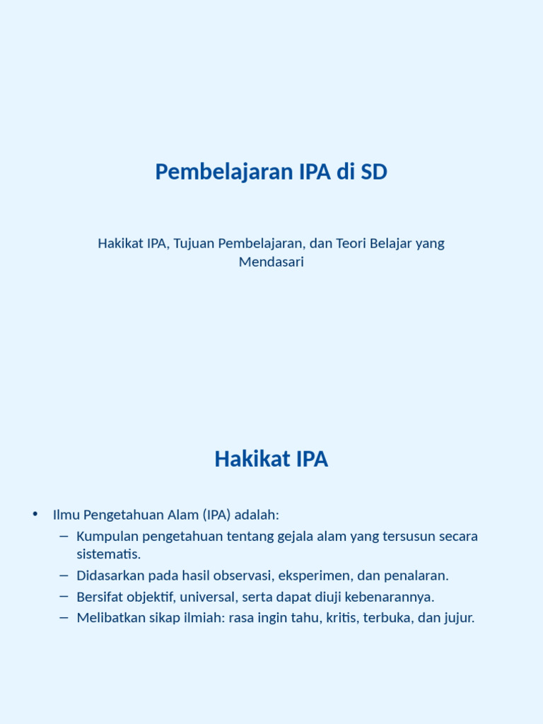 Pembelajaran IPA SD Desain | PDF