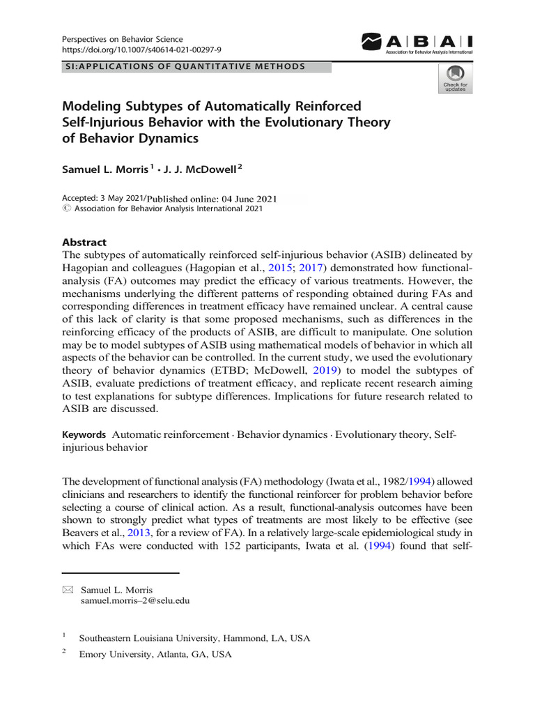 Modeling Subtypes of Automatically Reinforced | PDF | Reinforcement | Natural Selection